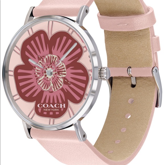 Coach | Accessories | Coach Pink Leather Strap Tea Rose Watch New ...
